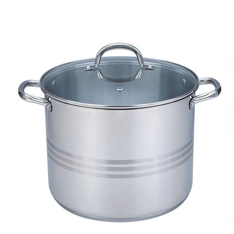 Olla Alta Mediana de Acero Inoxidable con Tapa de 15 Litros 30 cm Tab ...