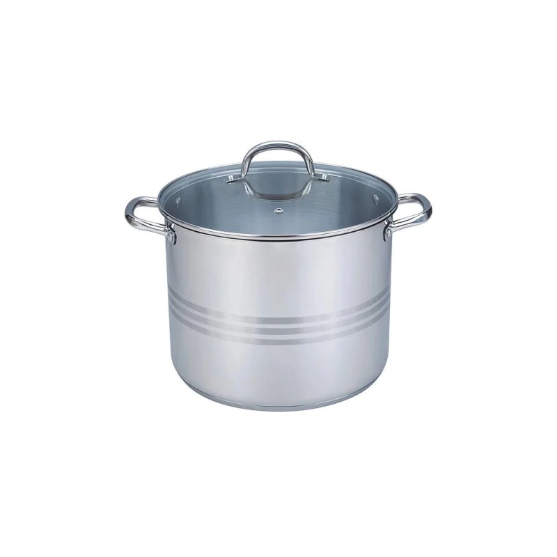Olla Alta Grande de Acero Inoxidable con Tapa de 31 Litros 40 x 26 cm ...